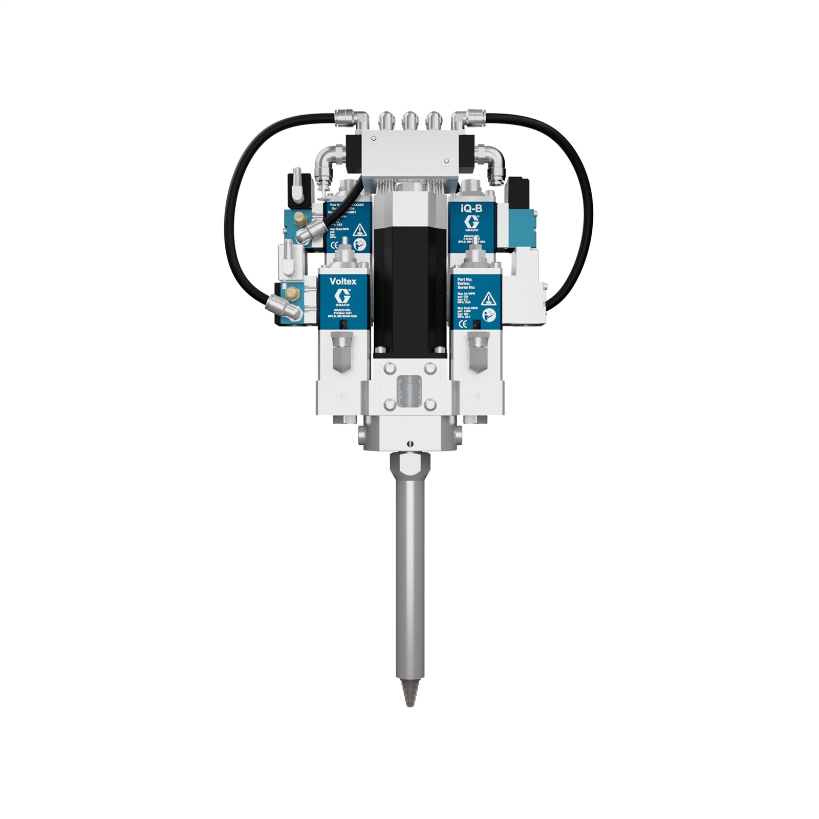Voltex two-component dynamic mix valve with recirculation