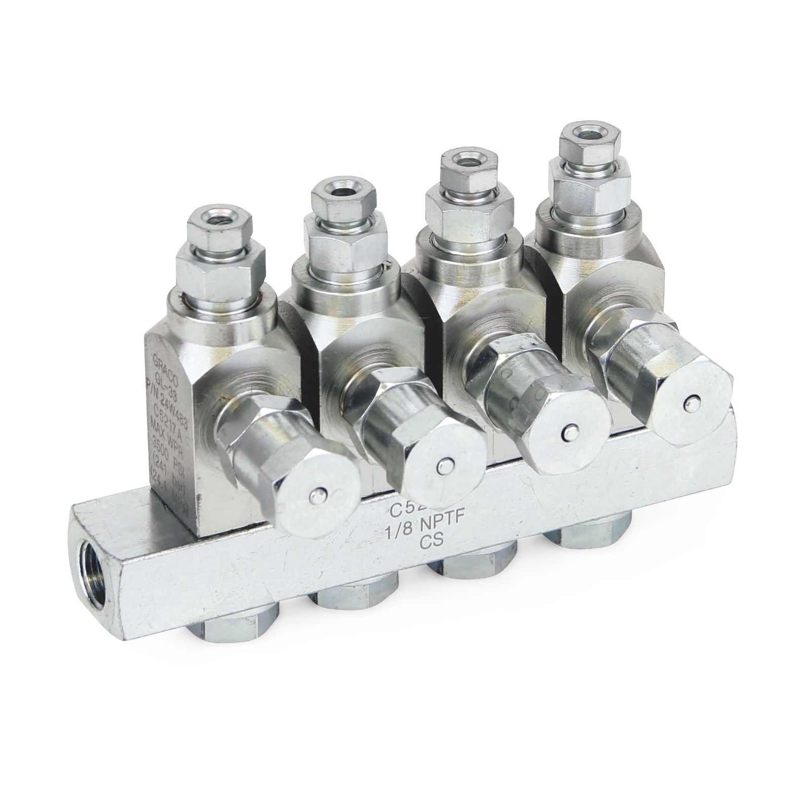 GL-33™ Grease Injector, Carbon Steel, 4 Injector Manifold, 1/8 NPT